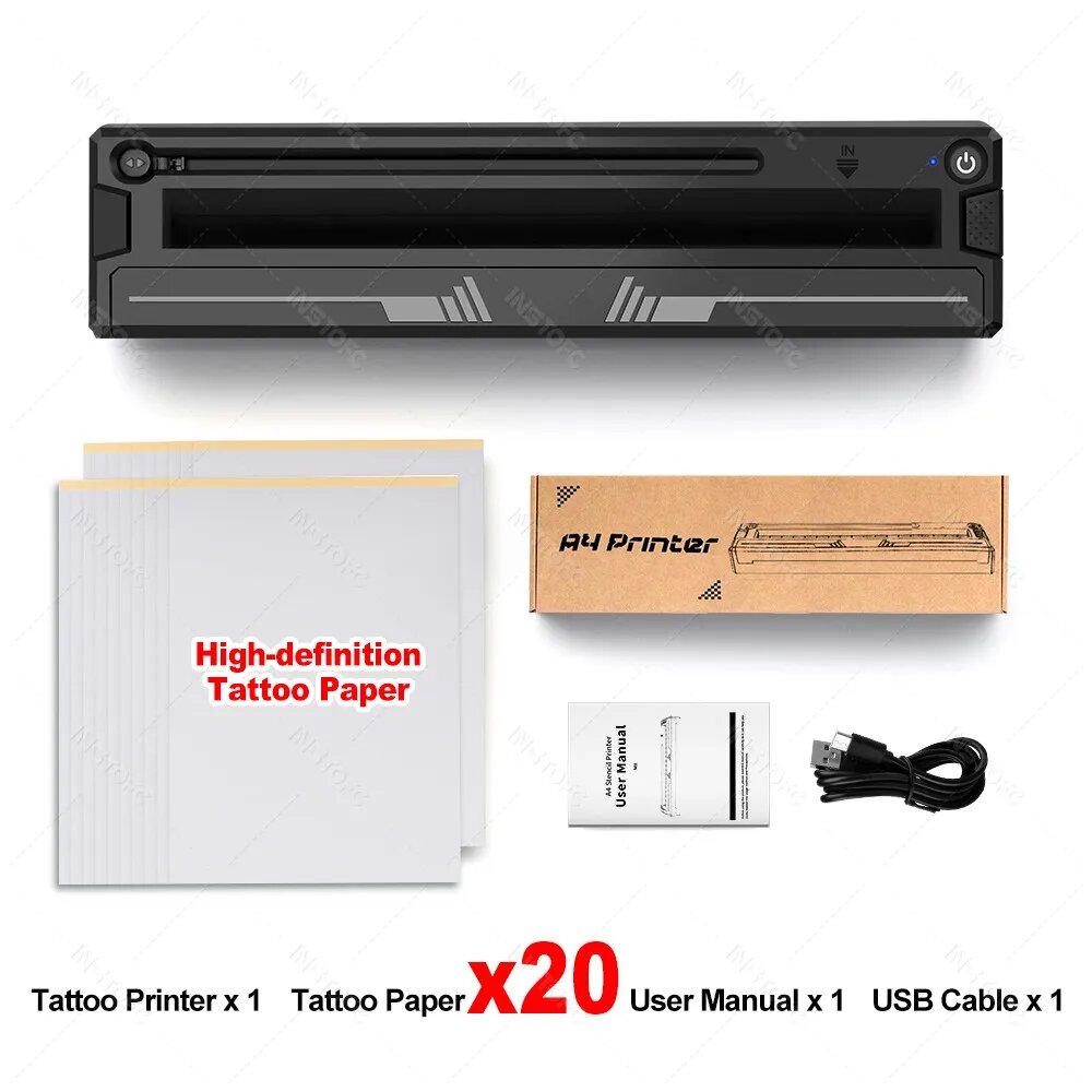 INSTOFC Термопринтер для татуировок Bluetooth Add 20PCS