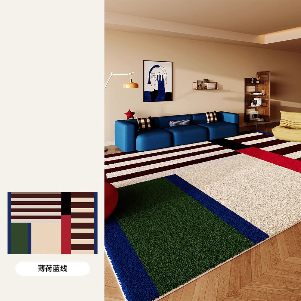 Ковер для гостиной, имитация кашемира, простой, высококачественный, цветной блок, большой площади, ковер для дивана и кофейного стола, грязеотталкивающий, нескользящий, износостойкий, долговечный ковер