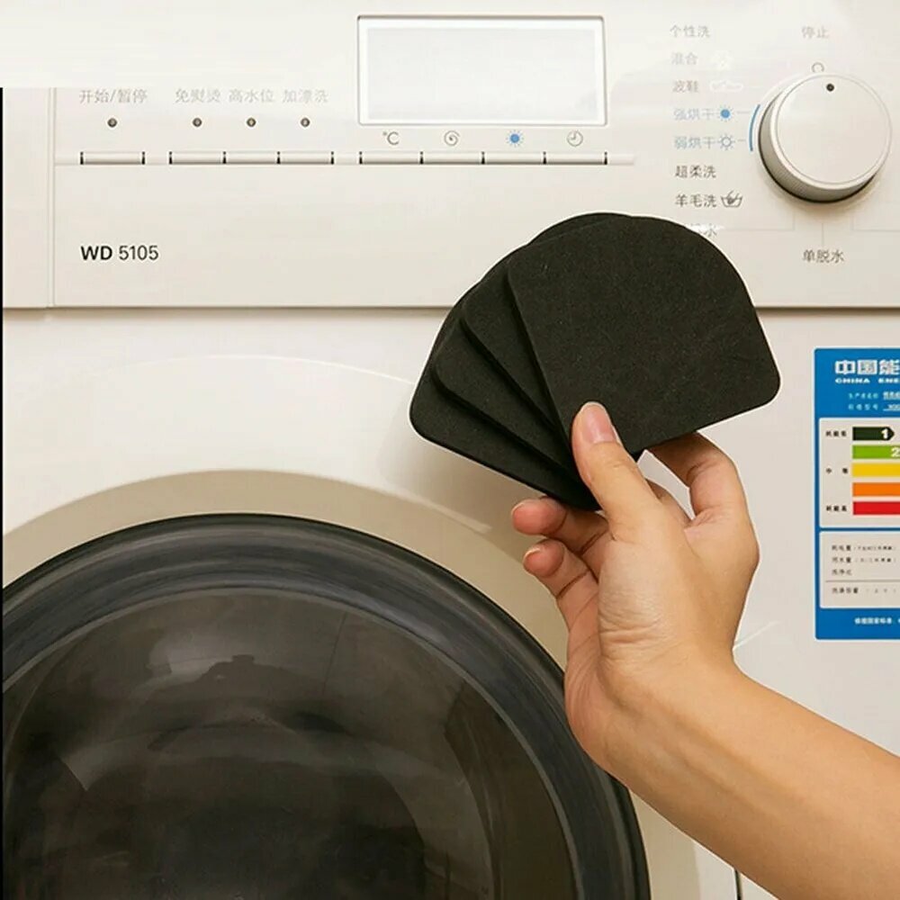 Комплект из 4 черных виброизоляционных ковриков для бытовой техники