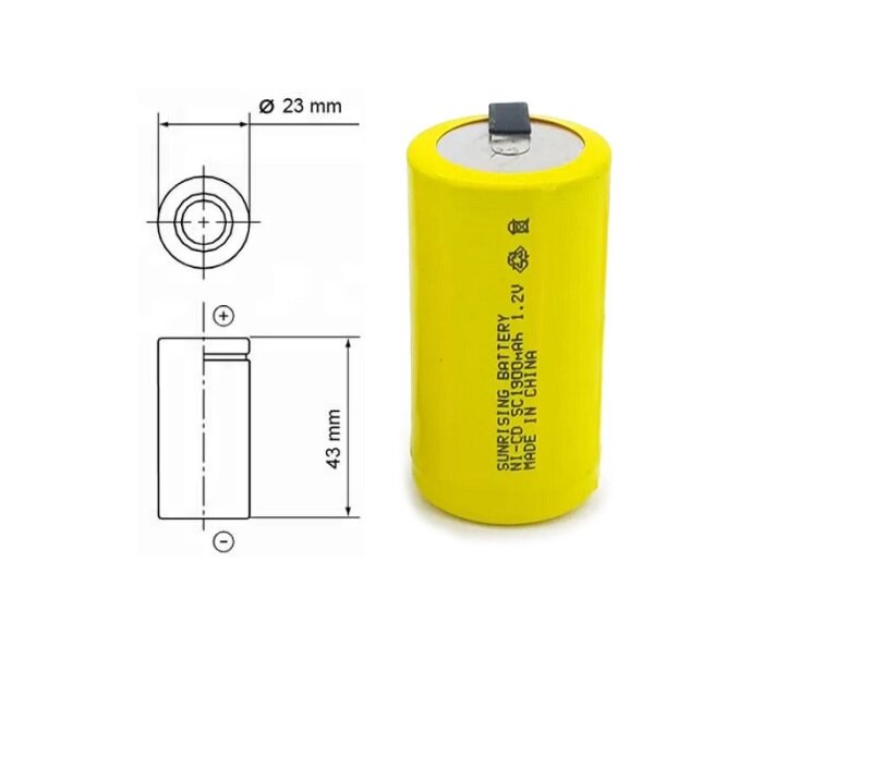 Аккумулятор для шуруповерта Sunrising Ni-Cd, SC, 1.2V, 1900mAh, с лепестками, 1 шт