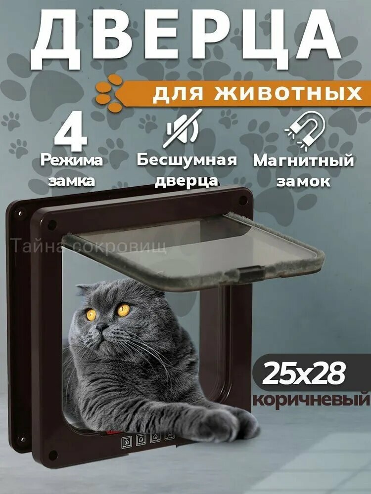 Дверца для животных, врезная дверца для кошек и собак с прозрачной створкой и магнитным замком
