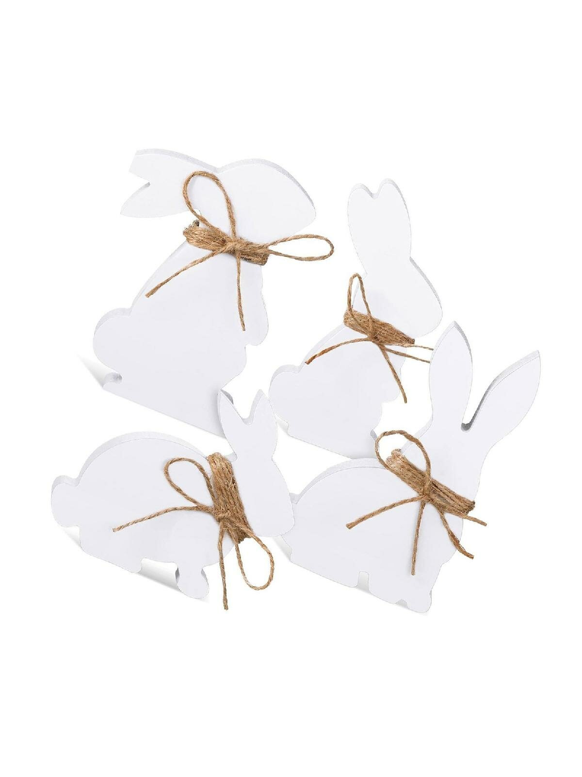 4шт Фигурка кролика, настольное украшение, деревянная вывеска с кроликами для украшения дома