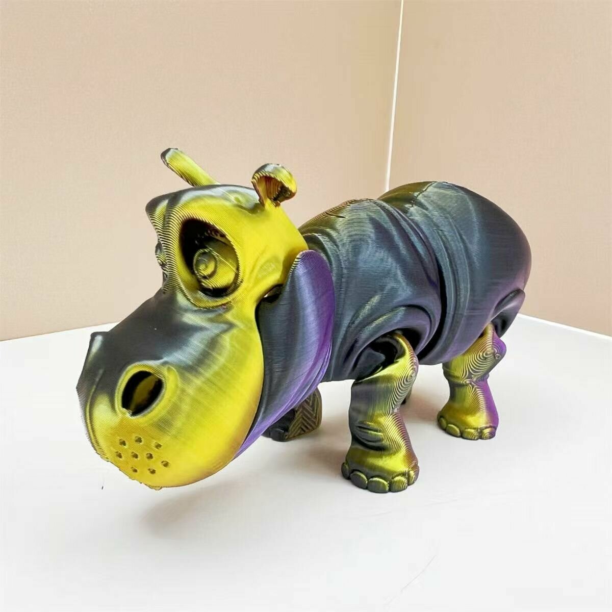 Шарнирная фигурка бегемота с 3D-принтом, подвижная игрушка-антистресс, Белый, 1 шт