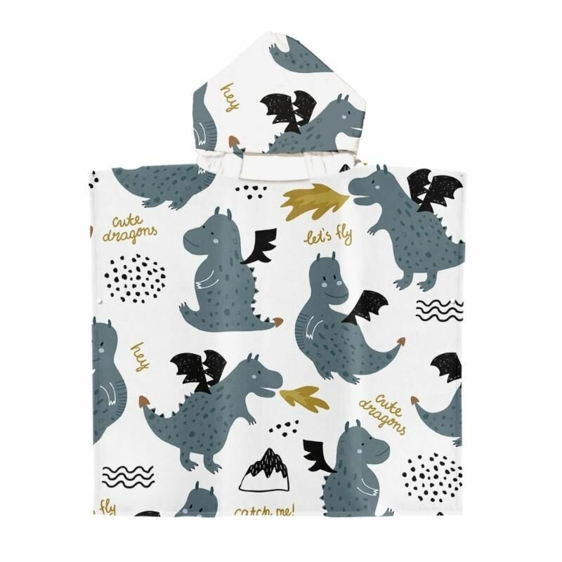 Детское полотенце-пончо с капюшоном, - S10