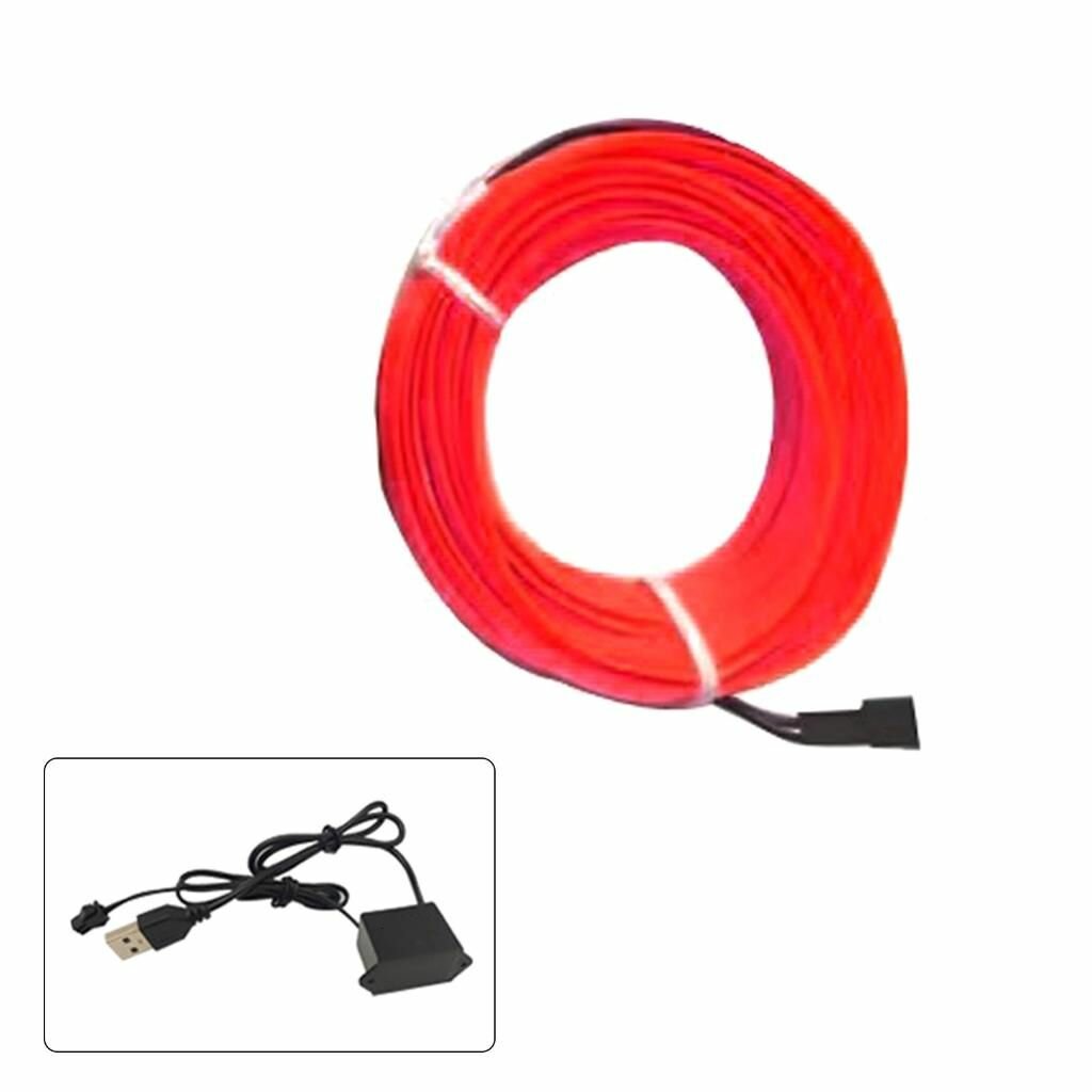 USB LED подсветка салона автомобиля, красный - USB-штекер длиной 3 м