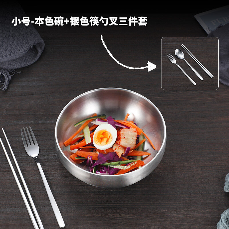 Корейский стиль, двухслойная антиожоговая нержавеющая стальная миска, посуда в стиле Ins, большая миска для риса, миска для супа, миска для рамена, миска для холодной лапши, домашняя посуда