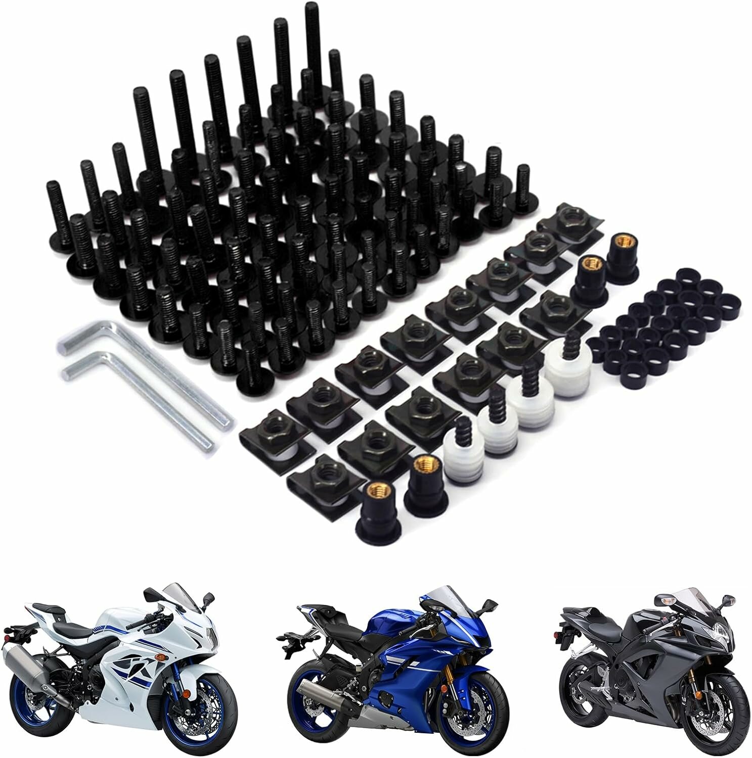 Комплект болтов корпуса обтекателя мотоцикла (177шт) M5 M6 черный