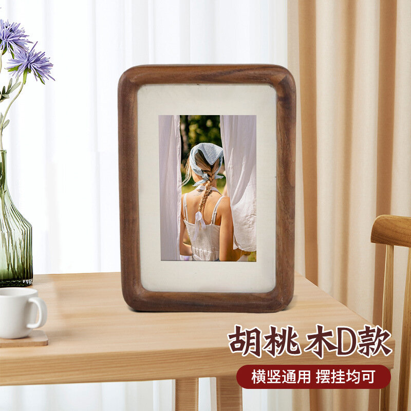 Фоторамка из черного орехового дерева, винтажная рамка для фото, высококачественная трехмерная настенная рамка, простая рамка из массива дерева