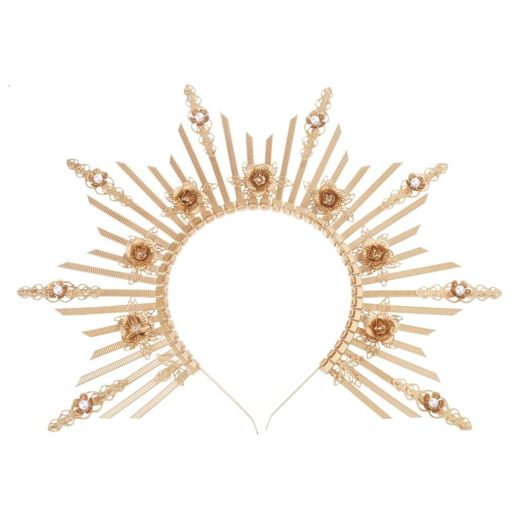 Повязка на голову в виде Богини Солнца для женского костюма для вечеринки, Повязка на голову с нимбом и короной на голове