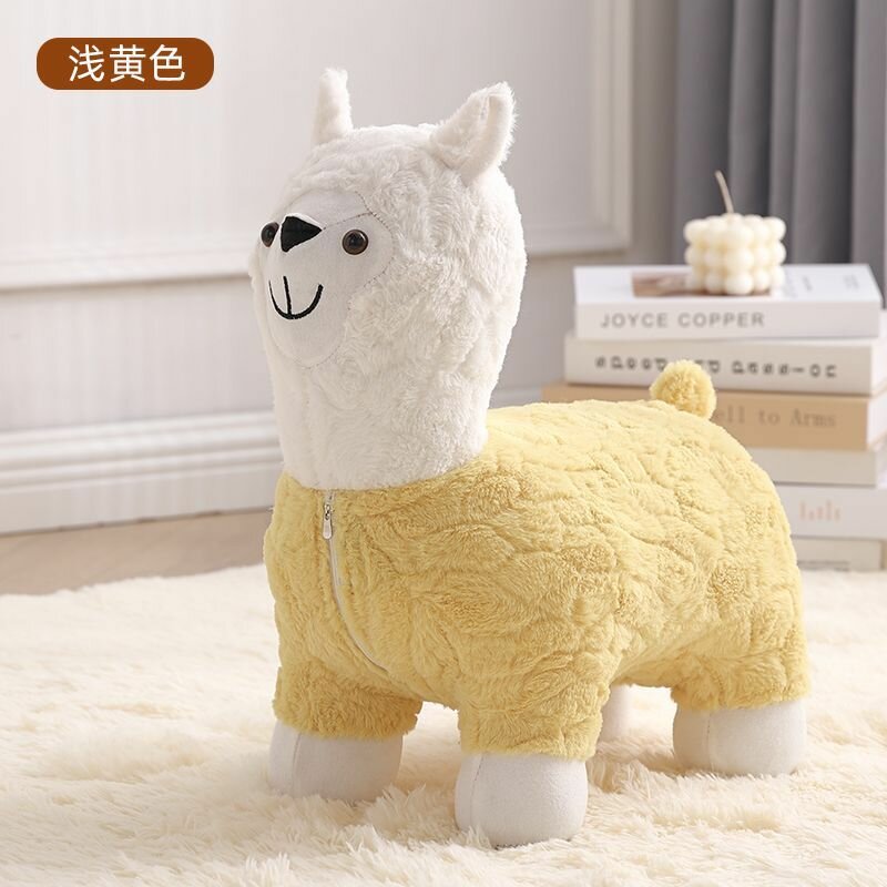 Маленький табурет из альпаки, сиденье из альпаки, детский табурет в виде животного, мультяшный домашний декор, табурет для переобувания, низкий табурет для гостиной