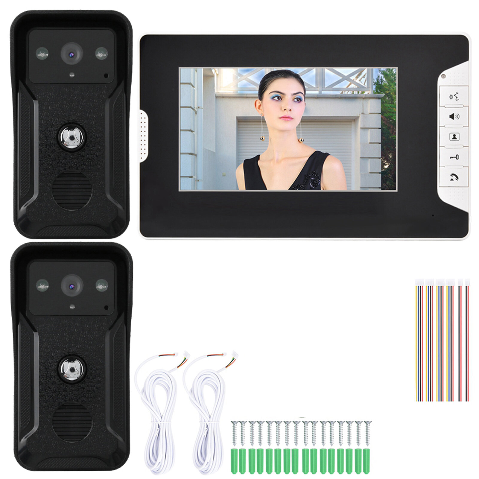 7-дюймовый проводной видеодомофон, домофон, интерком, система ночного видения, интеллектуальный охранный дверной звонок.