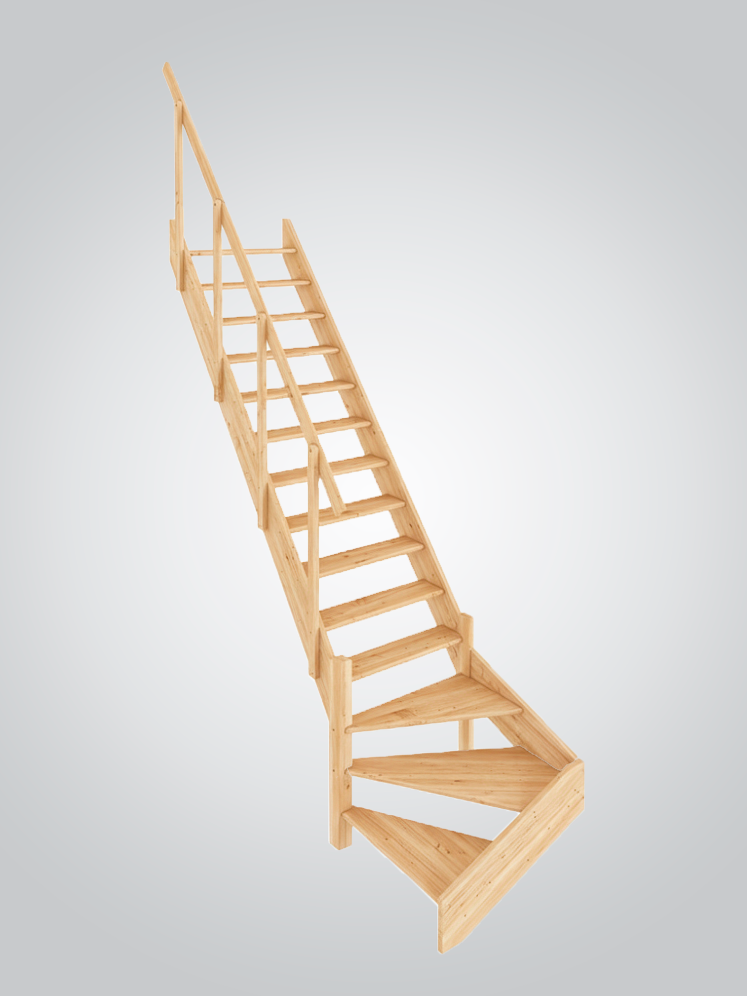 Лестница на второй этаж ЛС-14м Левая (с поручнем) под покраску