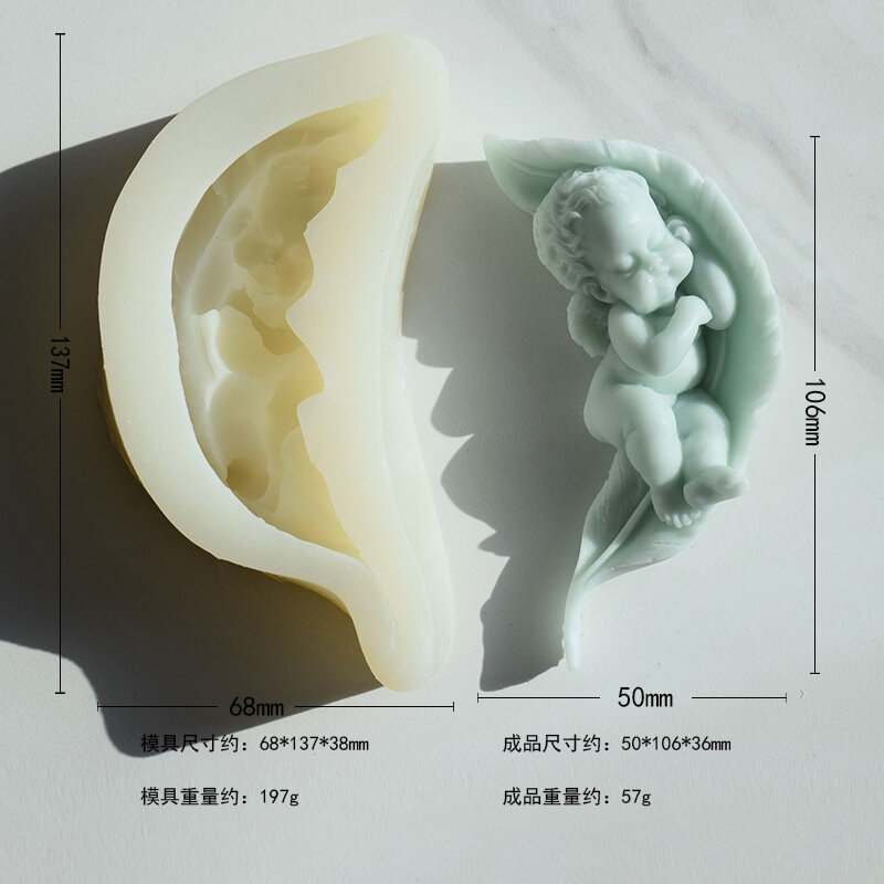 Силиконовая форма для ароматической свечи "Ангел с перьями" для детей, популярная форма для DIY, силиконовая форма для ароматического гипса "Спящий ангел"