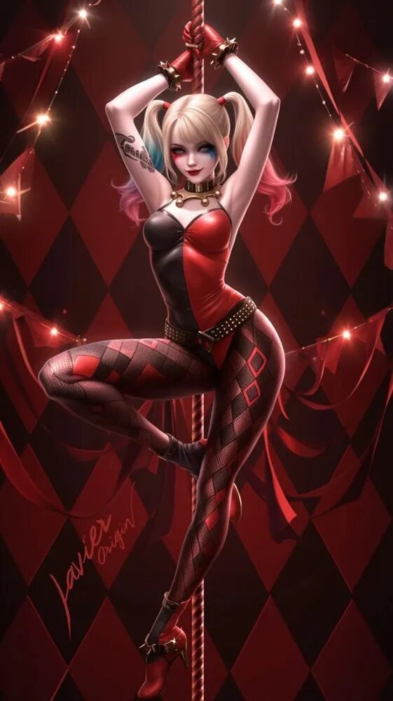 Алмазная Мозаика "Харли Квинн В Красно-черном" 40x50 См Алмазная Вышивка / Картина Стразами Подарков / Украшения