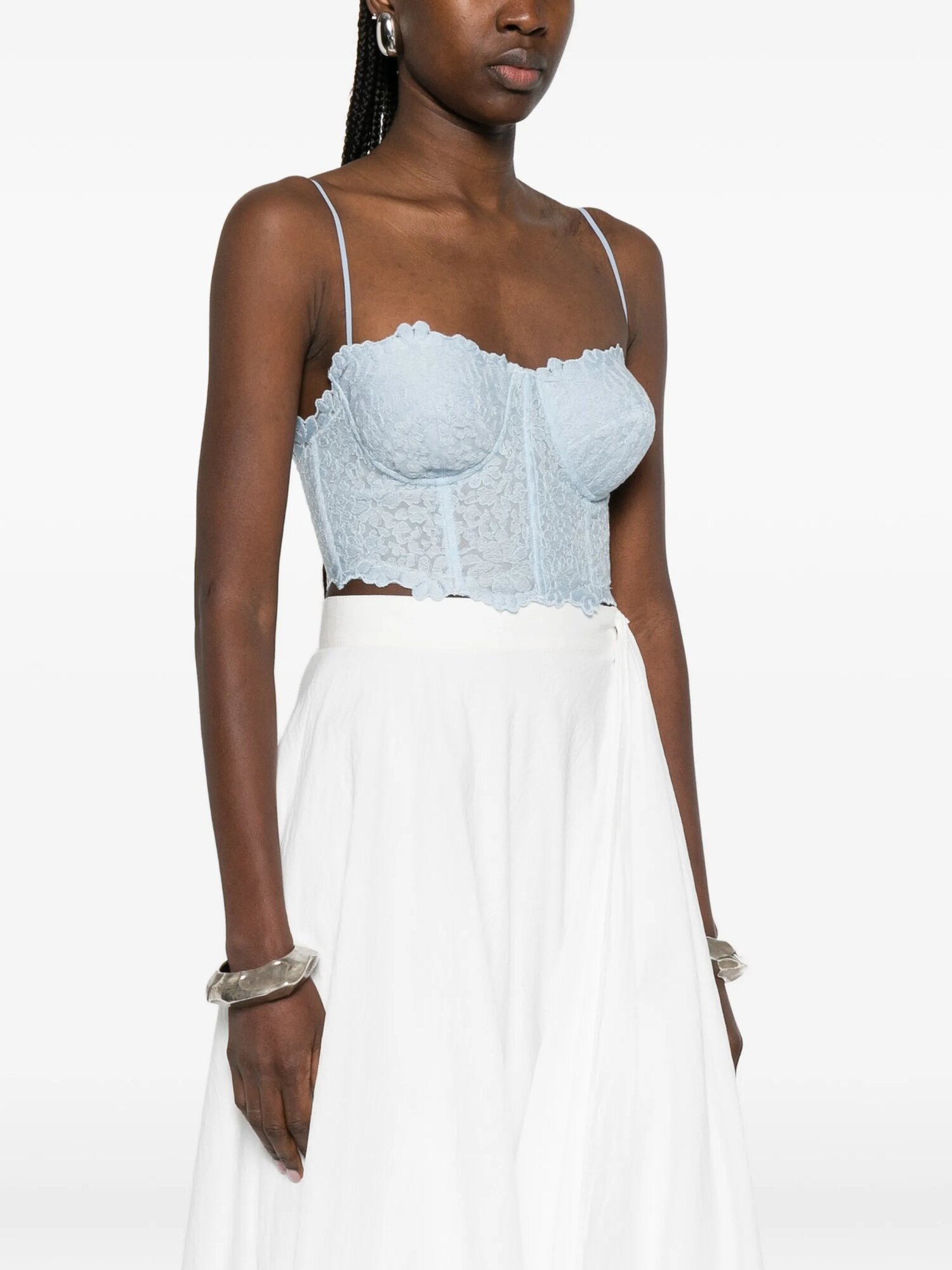 Топ Ermanno Scervino Lace spaghetti-strap top, размер 42, blue — фото 1