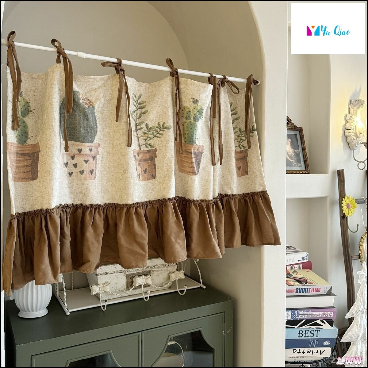 Эксклюзивный ламбрекен из кружева 130х60 см для декоративного оформления кухни, карниз приобретается отдельно