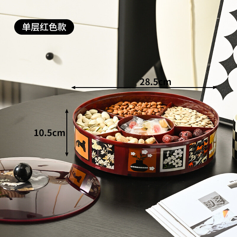 Винтажный стиль разделенной вращающейся тарелки для фруктов, новогодняя тарелка для сухофруктов, домашняя гостиная, высококачественная закуска, тарелка для фруктов на время чая, хранение