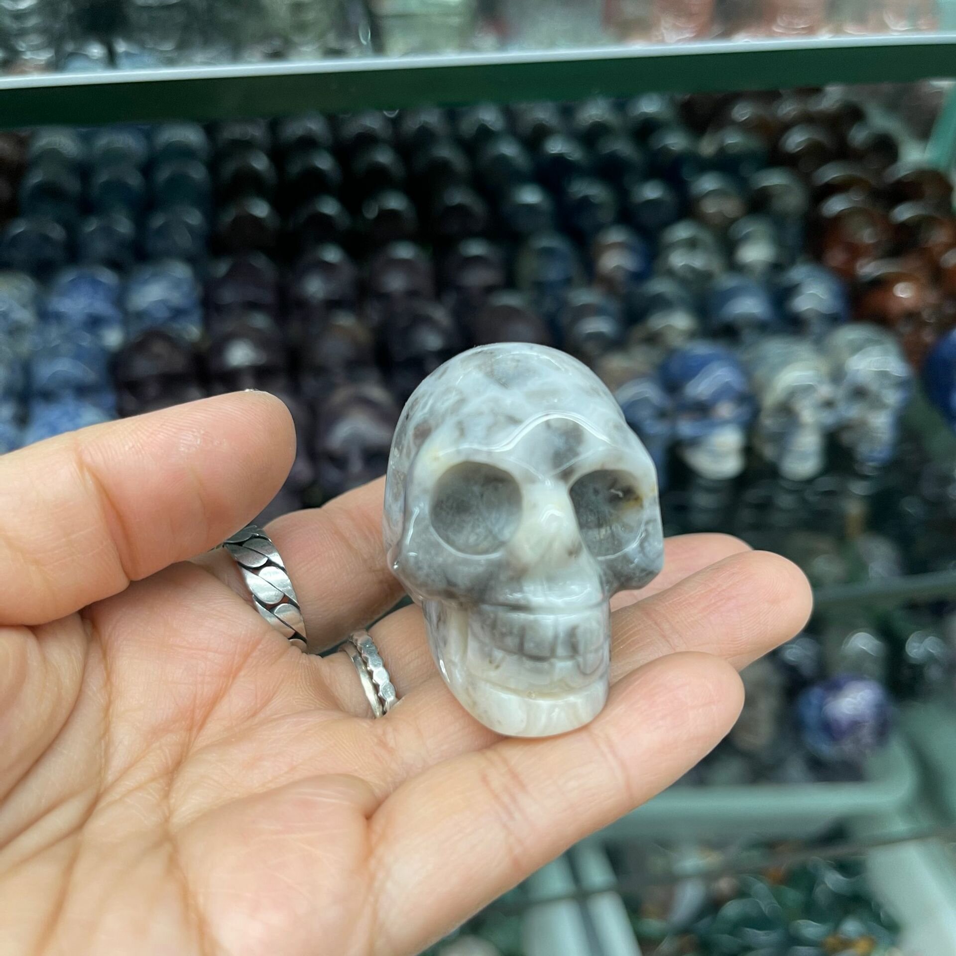 2inch Нефритовый Резной Череп Натуральный Необработанный Камень Полированный Призрачный Голова Хэллоуинское Украшение Кристальный Череп Орнамент