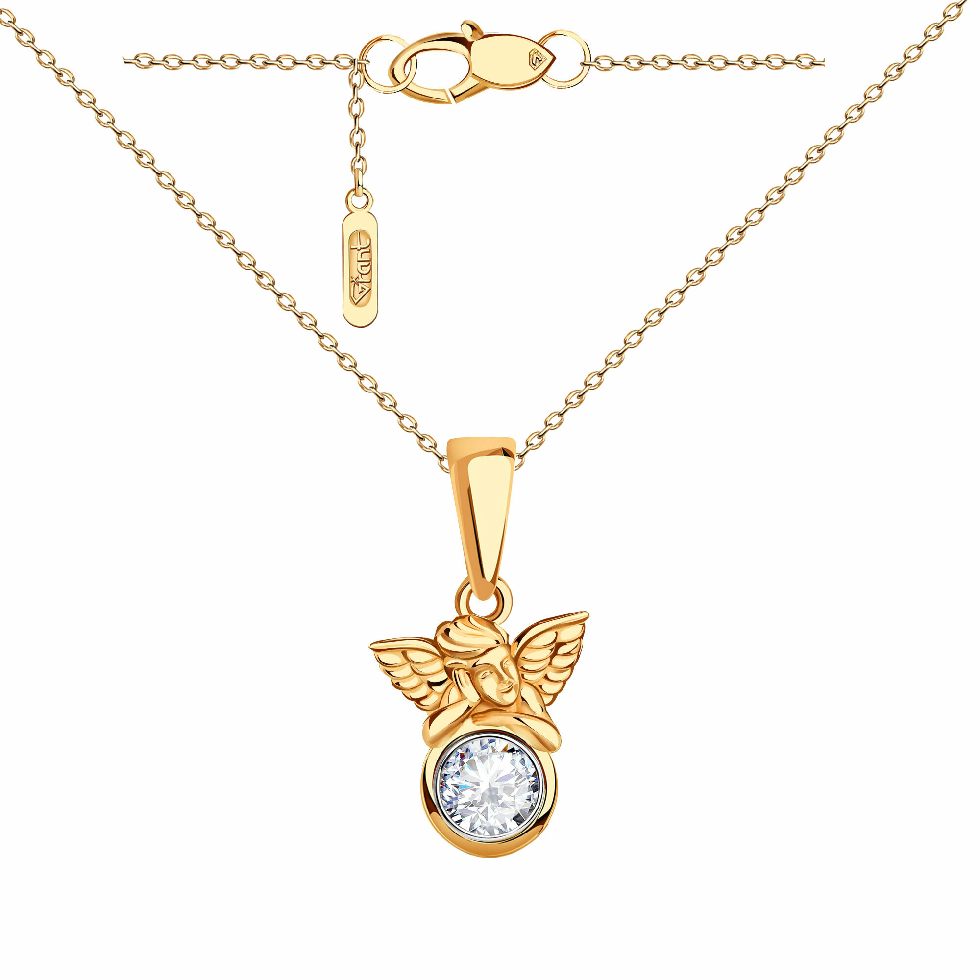 Колье, красное золото, 585 проба, бриллиант