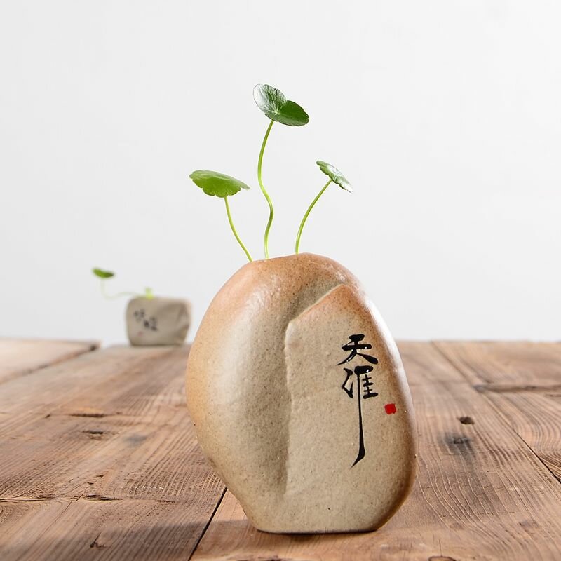 Керамическая ваза в форме камня, грубая керамика, маленькая ваза, зен-орнамент, маленький декор, гидропонный цветочный горшок для свежих цветов