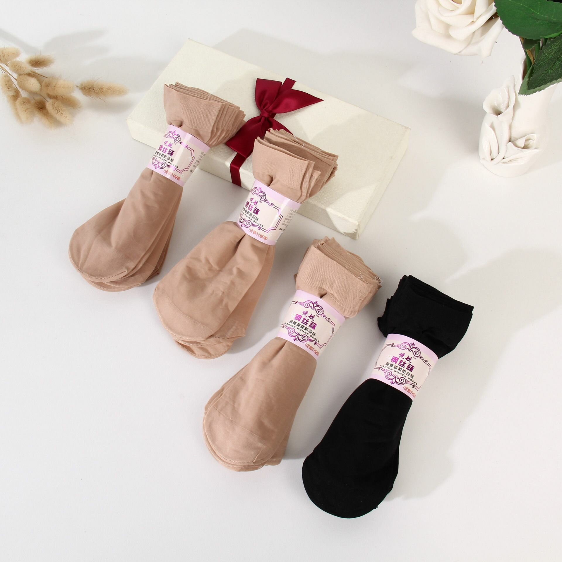 Короткие чулки из стальной проволоки, тонкие летние чулки, не цепляющиеся, телесного цвета, из бархата