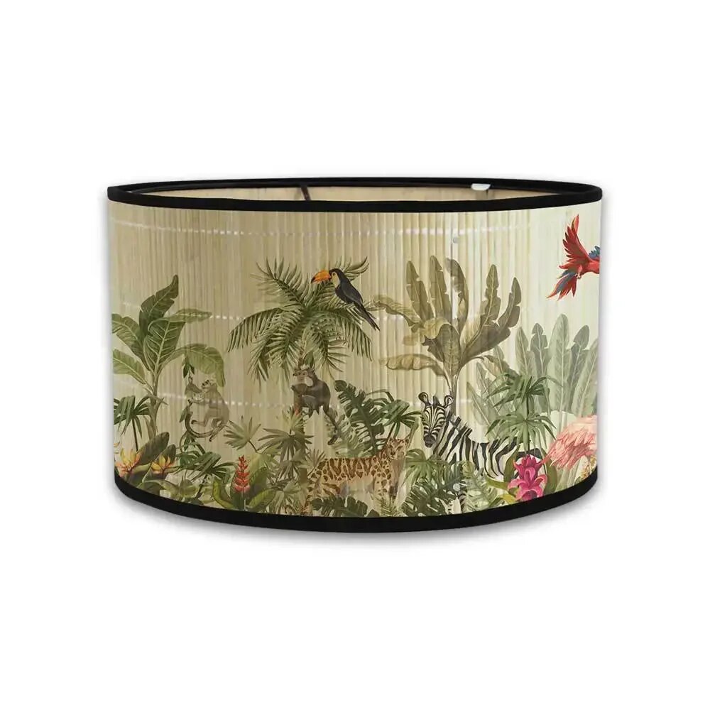 Бамбуковый абажур с рисунком птиц 027