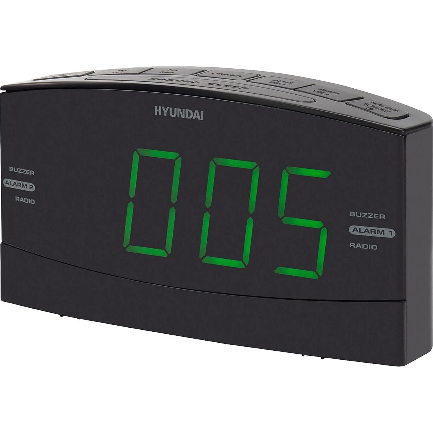 Радиобудильник Hyundai H-RCL238 черный LCD подсв: зеленая часы: цифровые FM
