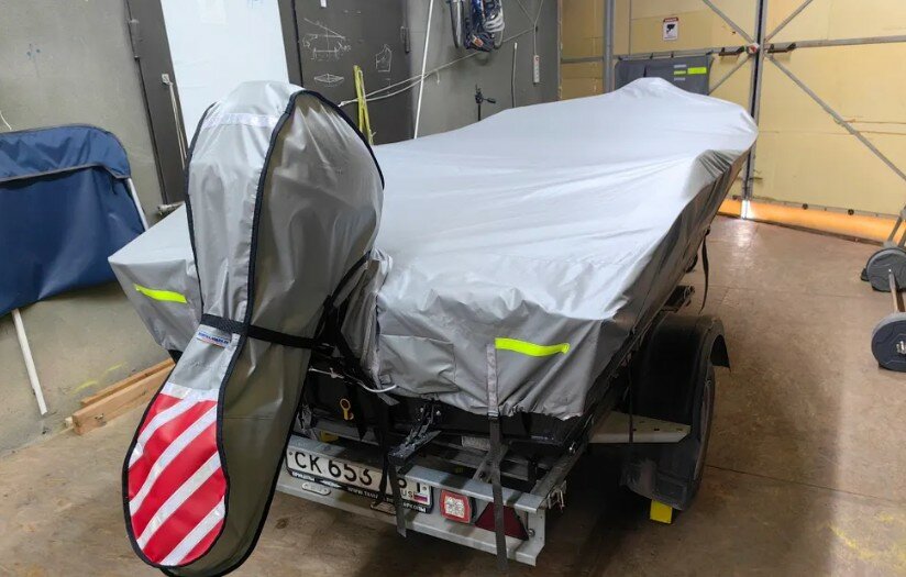 Тент на лодку кимерия 400 R, уличная ткань, стропа на трещотке