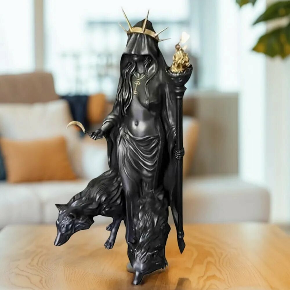 Статуэтка Гекаты из смолы: Богиня ночи, магии и потустороннего мира, с гончей мистический декор и подарок для поклонников греческой мифологии