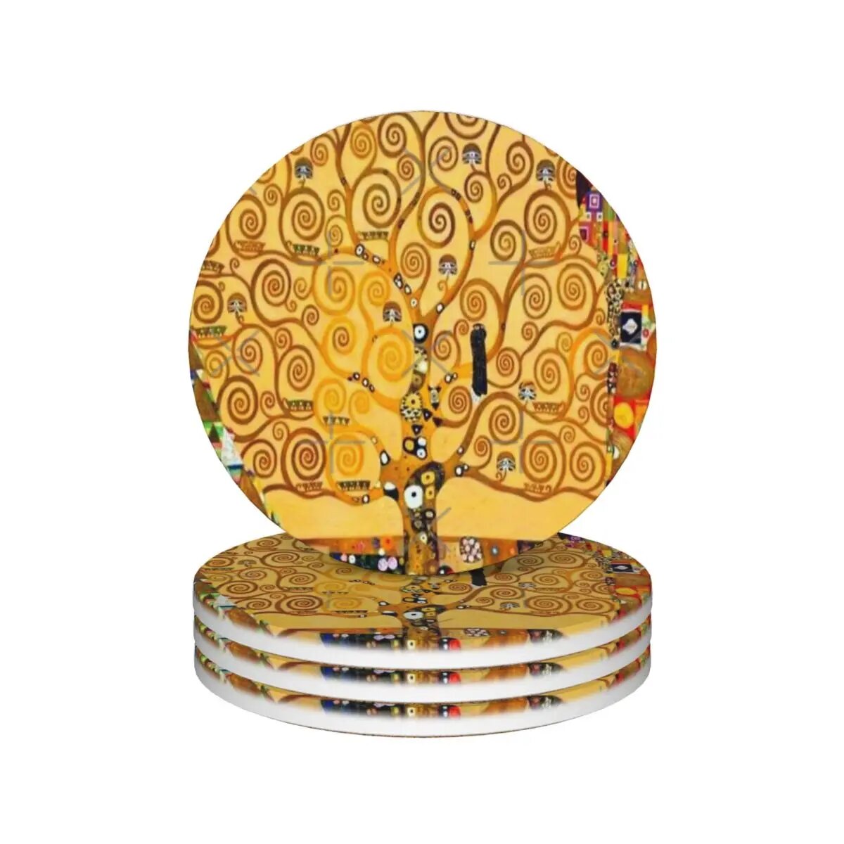 Керамические подставки «Древо жизни» Gustav Klimt (4 шт.) Round Shape