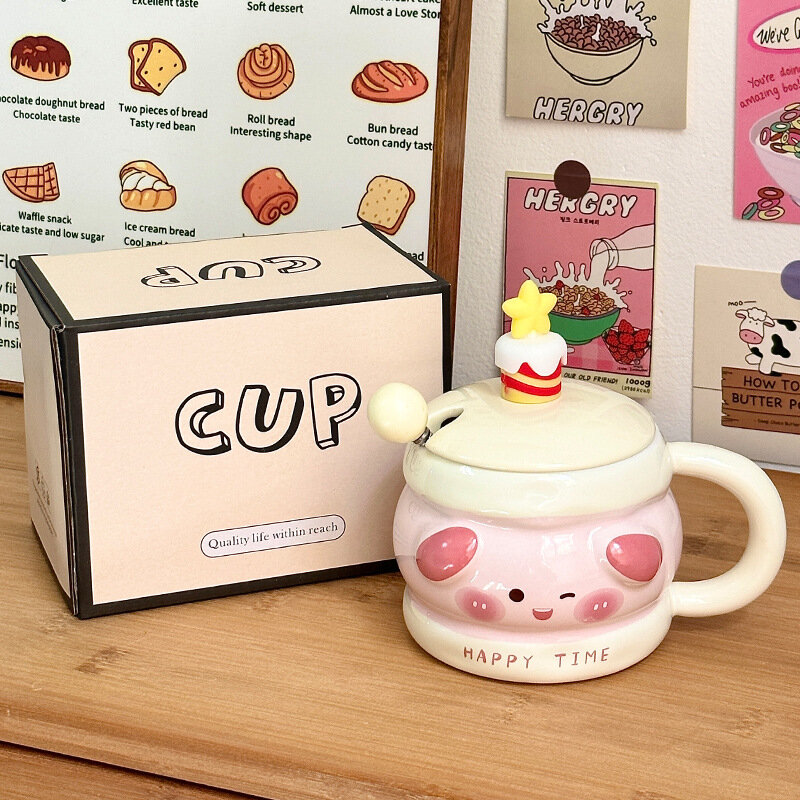 Подарок на день рождения для девочек, милый керамический кружка, сувенир для офиса, высококачественная новогодняя кружка для воды, для домашнего использования