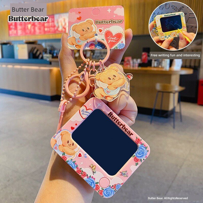 Оригинальный брелок-малышка Butter Bear с доской для рисования, персонализированный, с возможностью стирания, ручная