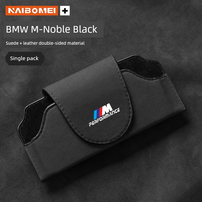 Большой чехол для очков из велюра, черный, с белым логотипом BMW M, одиночный экземпляр для приборной панели
