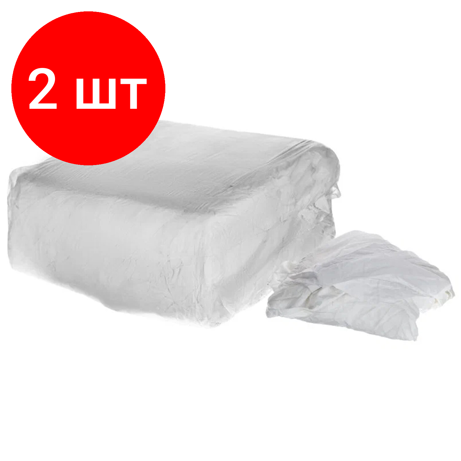Комплект 2 шт, Ветошь постель белая, лоскуты 70х80 см (±10 см), плотность 100-120 г/м2, 100% хлопок, 10 кг, 608960
