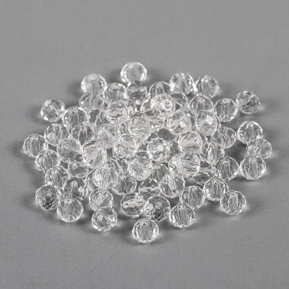 Бусины для рукоделия и плетения сумок 6 мм прозрачные, стекло, 100 шт