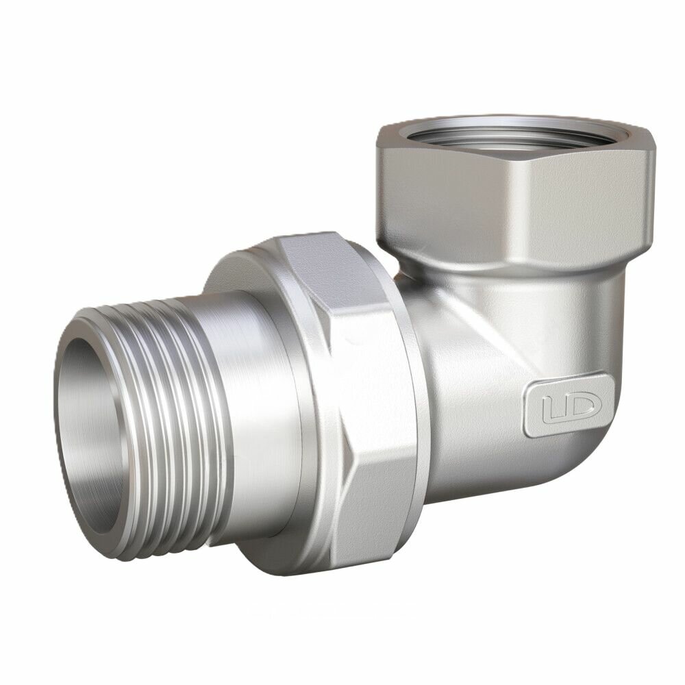 Соединитель латунь никель американка Ду 15 (1/2") угловой ВР/НР LD LD.67.534.15