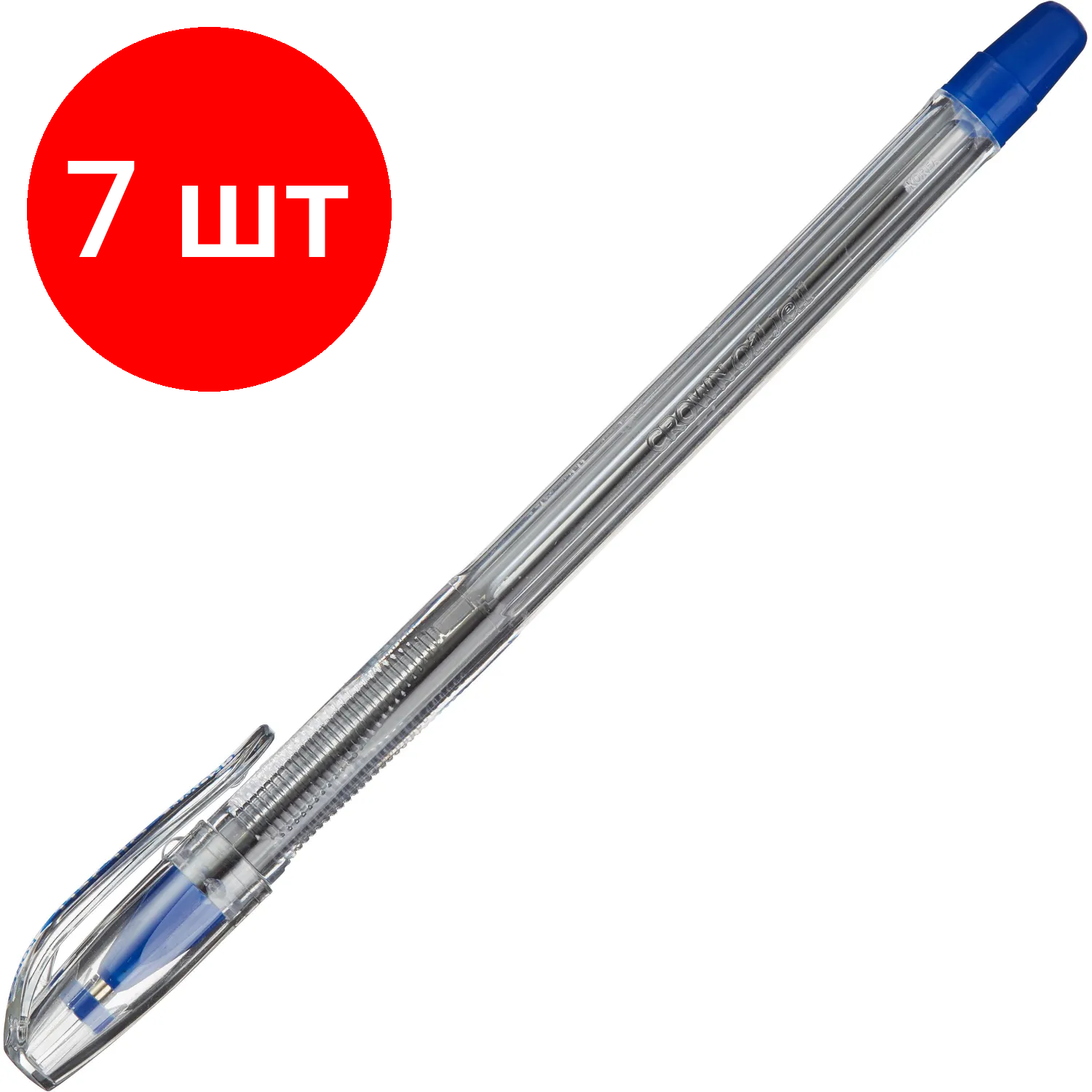 Комплект 7 штук, Ручка шариковая неавтомат. CROWN OJ-500 0.7мм. масл. основа. синий