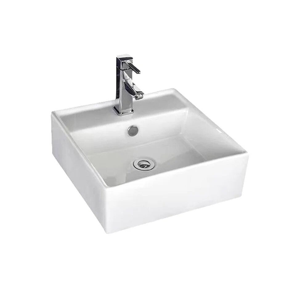 Накладная раковина RGW GS-02 39 см фарфоровая, раковина для ванной, 38, 5 см, квадратная, белая
