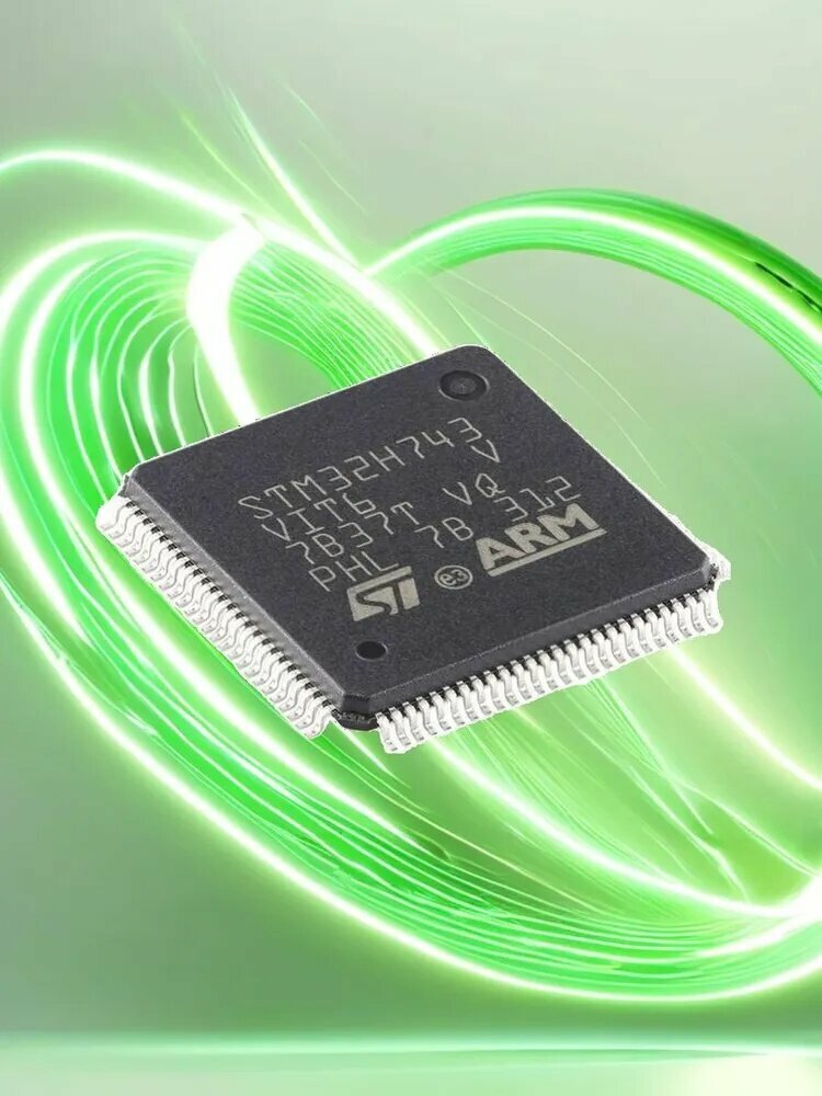1 шт, STM32H743VIT6 LQFP-100(14x14), Hадписи код: STM32H743 VIT6, 32-Bit Однокристальный микрокомпьютер Arm Cortex-M7 (MCU/MPU/SOC), Охранное Оборудование запчасти