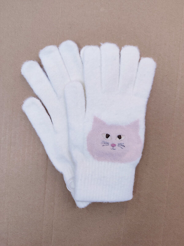 Перчатки шерстяные котики для девочек