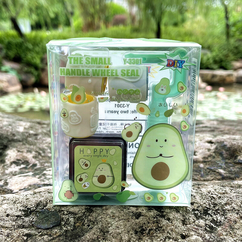 Набор штемпелей с ручкой для детей, мультяшные роликовые штампы, чернильная подушка, подарок для начальной школы и детского сада, оптовая продажа игрушек