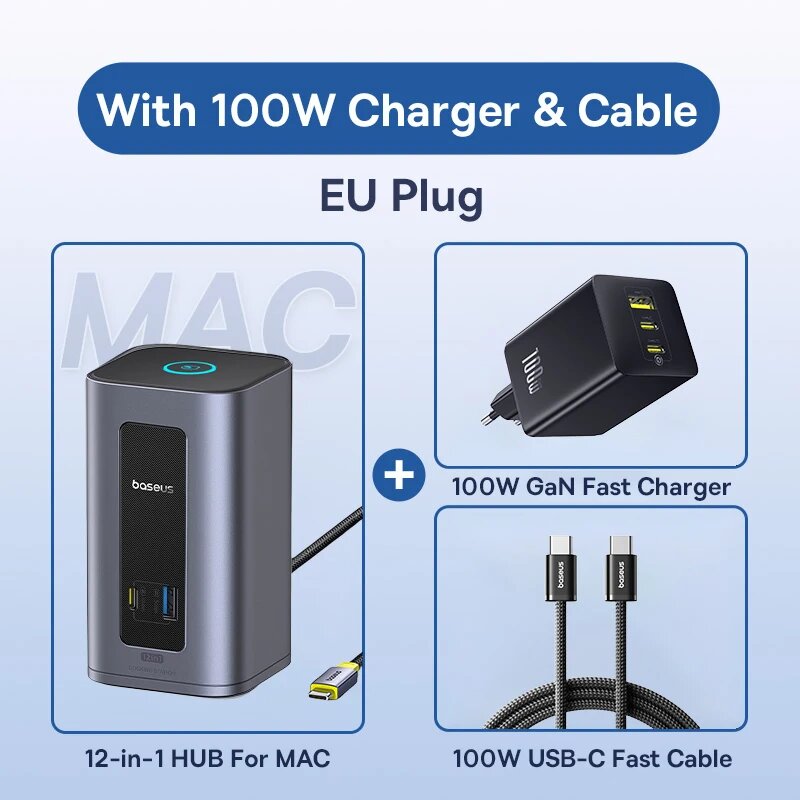 Baseus USB C концентратор 12-в-1 для Mac For MAC with EU Plug