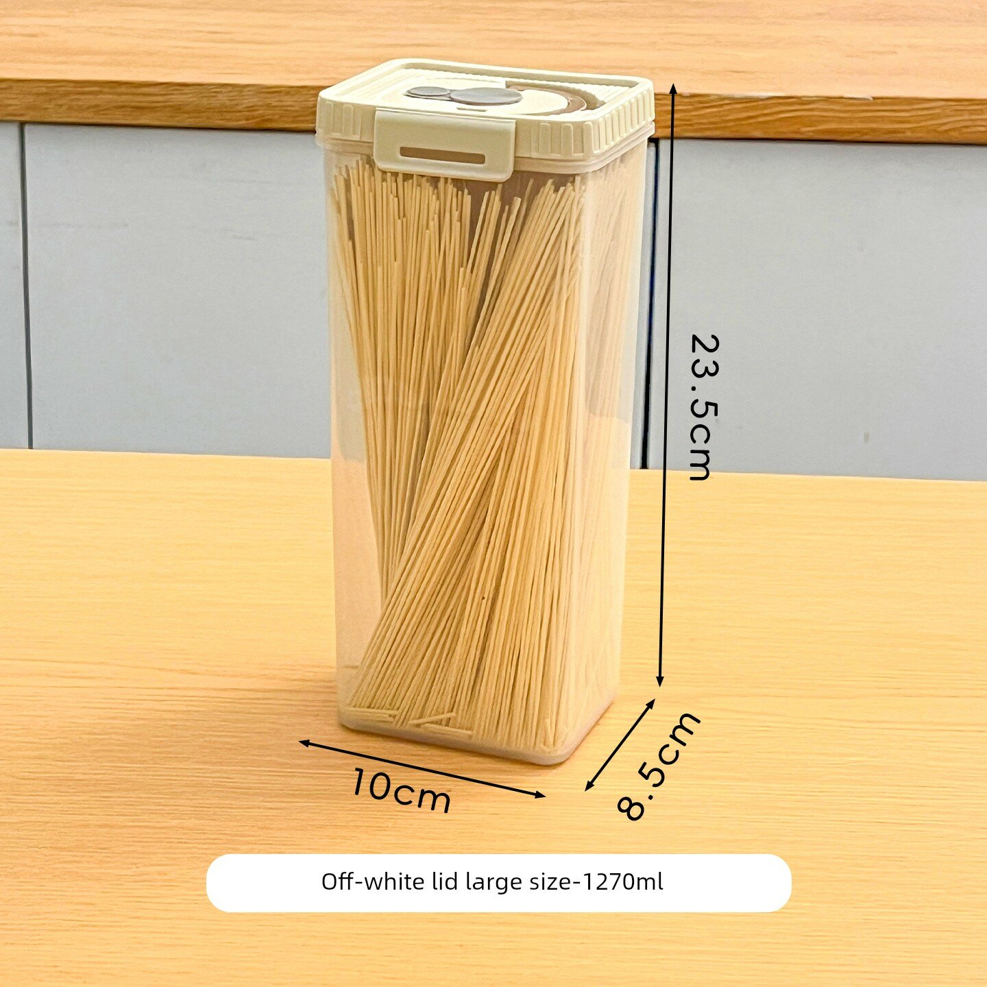 Большой контейнер для лапши 1270 мл с кремовой крышкой — пищевой, влагонепроницаемый для кухни