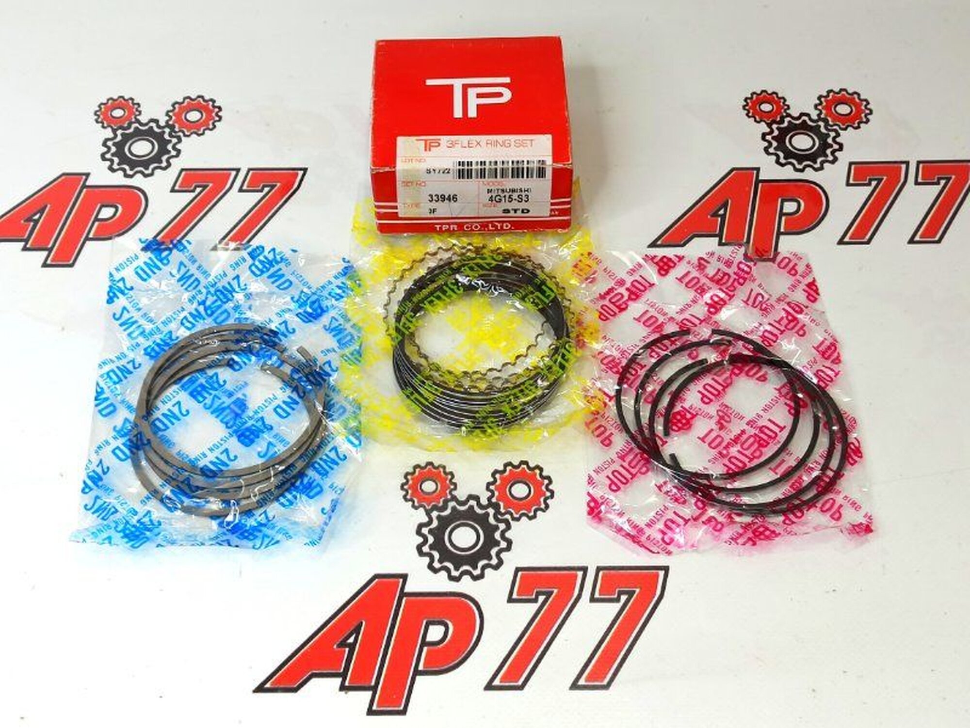 Кольца поршневые TPR для автомобилей Mitsubishi 4G15, TP, 33946, STD