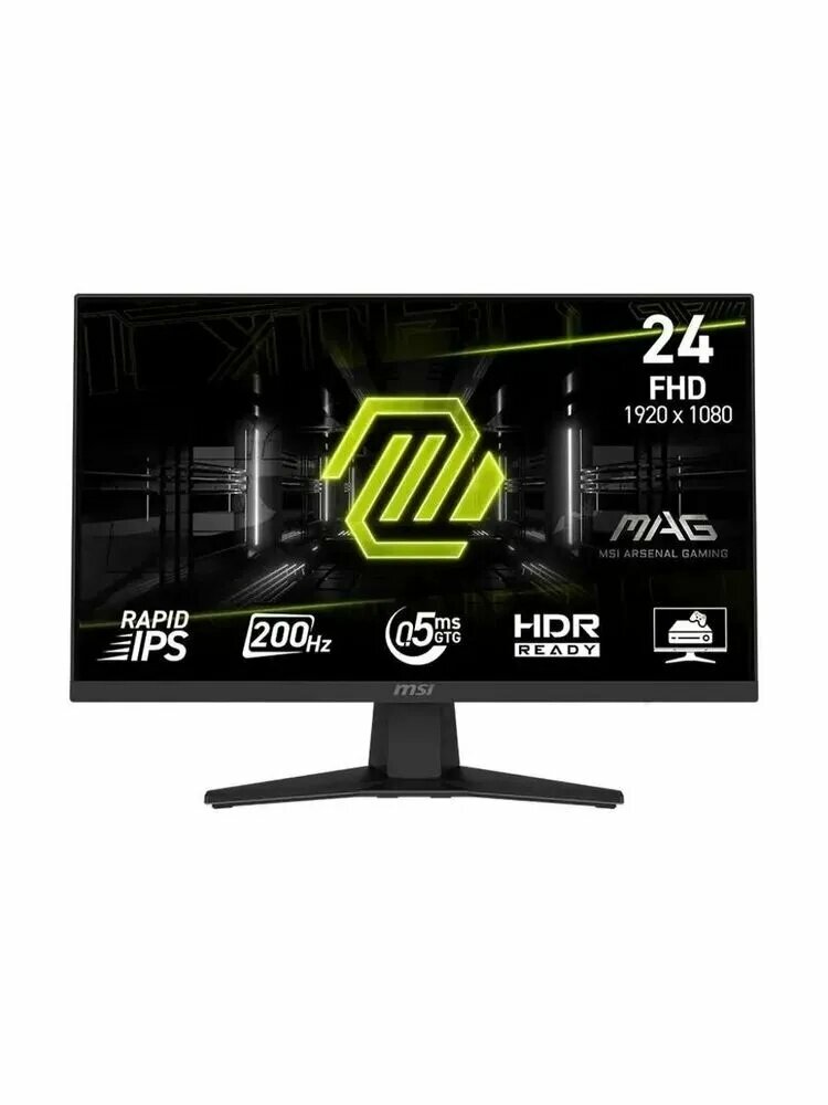 MSI 23.8" Монитор MAG 244F, HDR READY, 200Hz + 0.5ms, AI Vision, Слабый синий свет + Без мерцания, черный