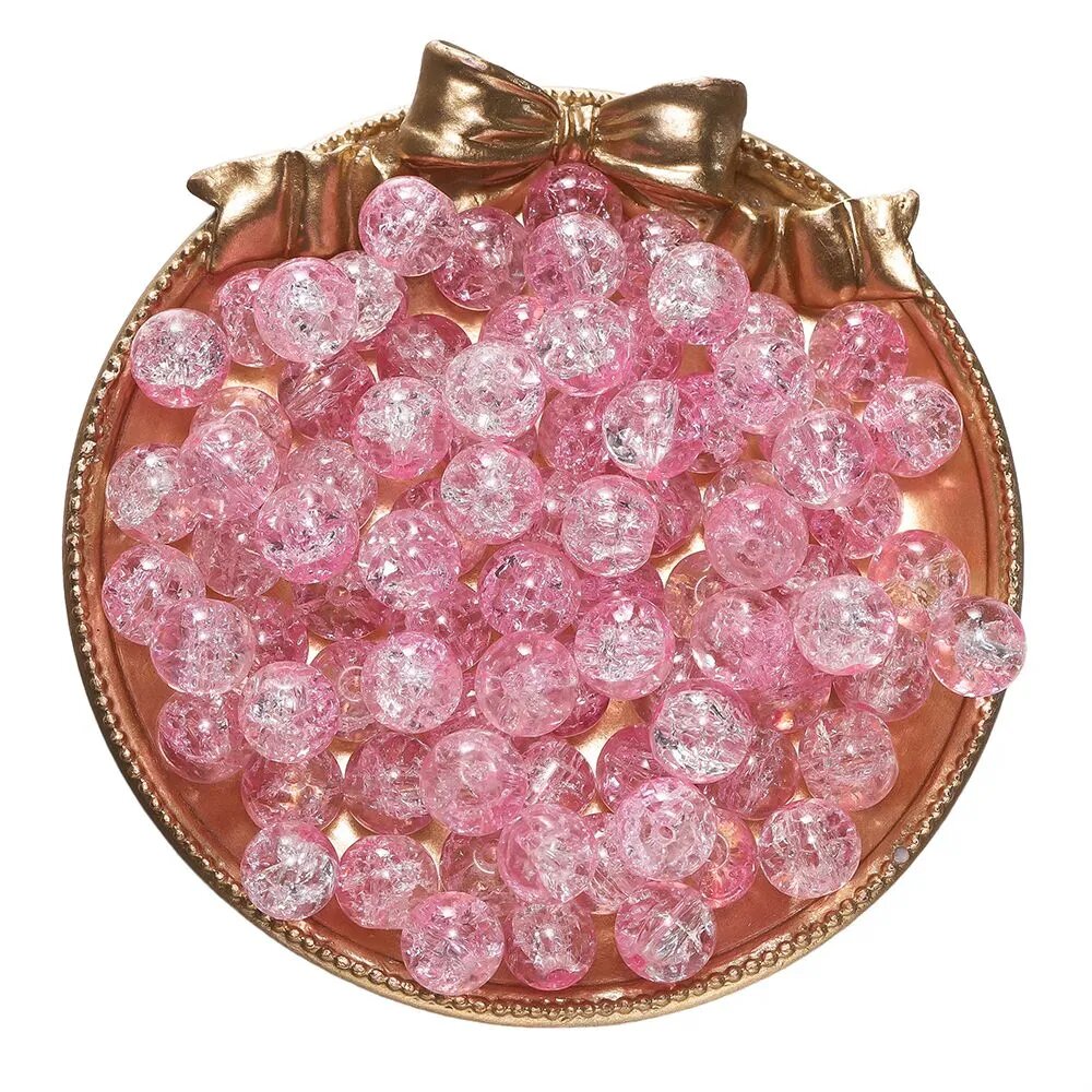 Бусины стеклянные круглые 20 шт, Разноцветный "Битое Стекло" Бусины 10mm, цвет светло-розовый