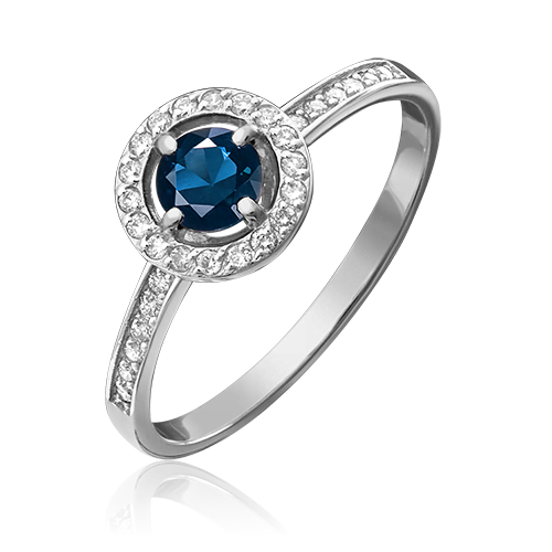Кольцо, белое золото, 585 проба, сапфир, бриллиант