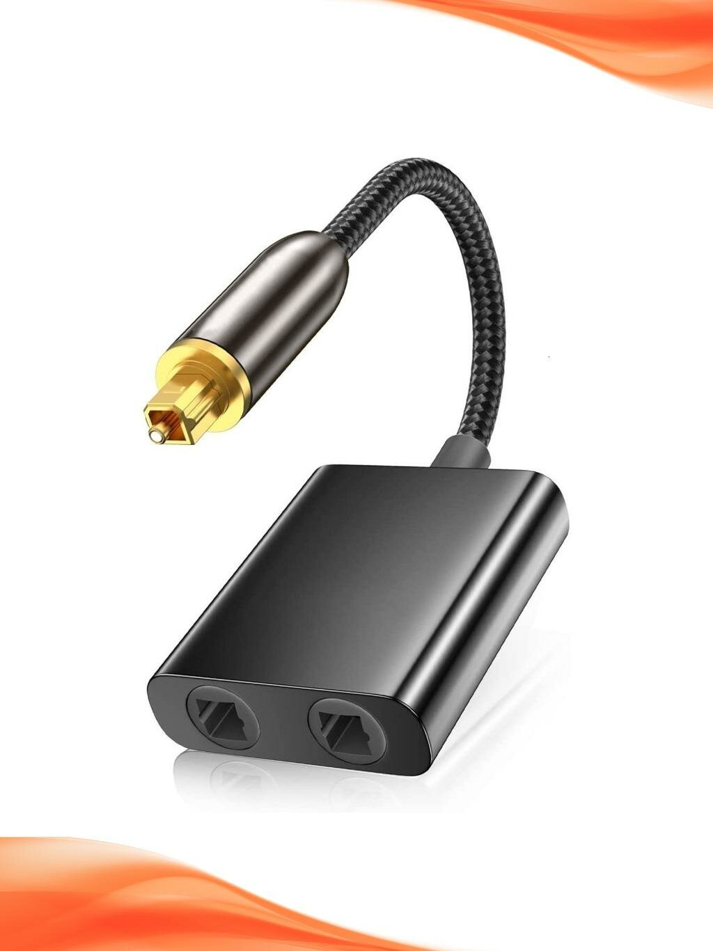 Разветвитель ТВ-сигнала 1 мужской вход 2 женских выхода, Покрытый черным золотом