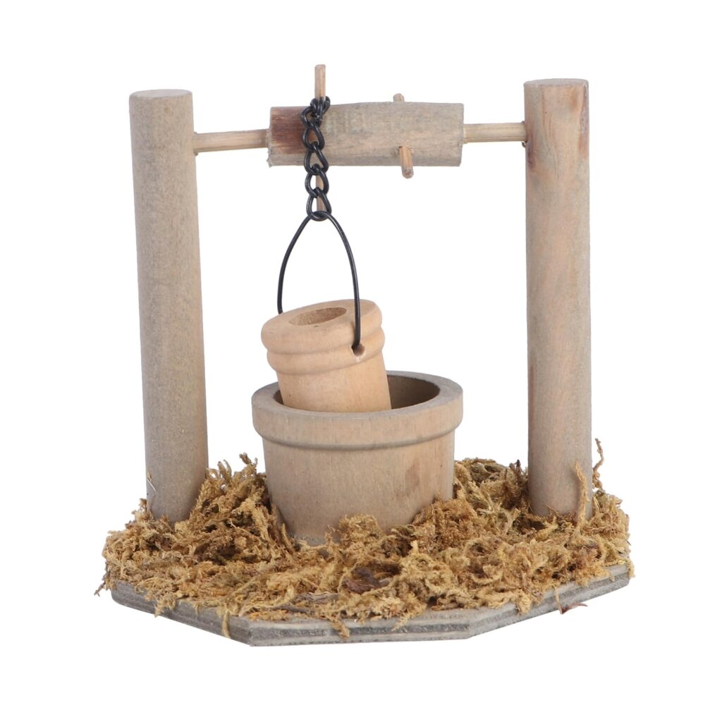 Деревянная Миниатюрная Фигурка Водяного Колодца Для Настольного Отображения Садового Ландшафта