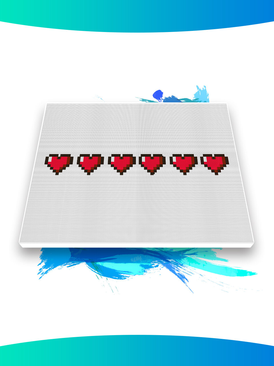 Алмазная мозаика на подрамнике - вышивка Minecraft hearts 40 х 50 см